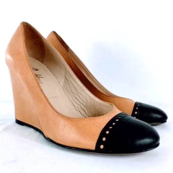 Butter | Shoes | Butter Womens Italian Wedge Shoes Tan Leather Black ...